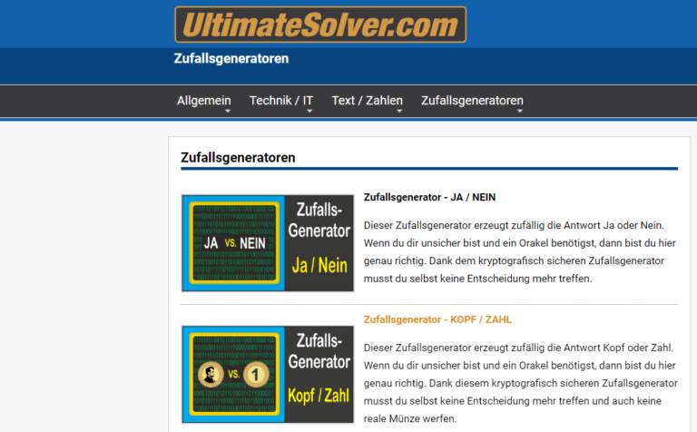 Ultimatesolver – Zufallsgeneratoren – Schooltools