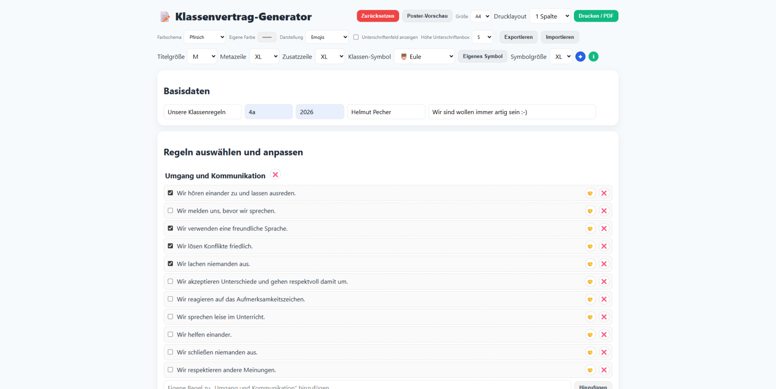 Klassenvertrag-Generator – Schooltools