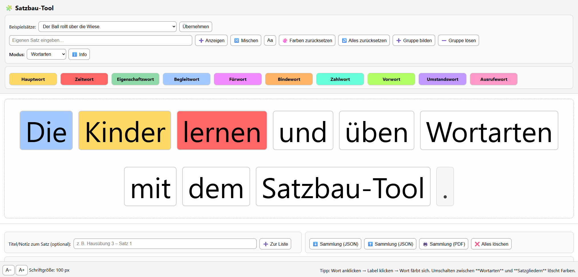 Satzbau Tool – Schooltools